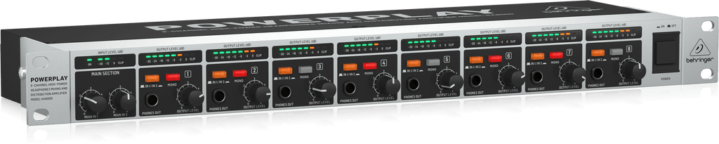 BEHRINGER HA8000 V2 8-Channel Headphone Mixing/Distribution Amplifier ...
