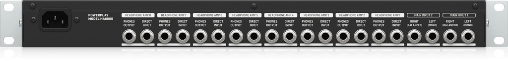 BEHRINGER HA8000 V2 8-Channel Headphone Mixing/Distribution Amplifier ...